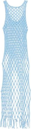 CHRISTOPHER ESBER Femme, Maillots de bain, Bleu, Taille: 36 FR Robe &agrave; franges en maille ajour&eacute;e