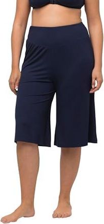 Ulla Popken Weites, Gerades Bein, Elastikbund Bermuda, Jambe Large et Droite, Taille élastique, Bleu Nuit, 48/50 FR Femmes