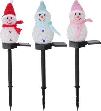 SOLUSTRE 3 Stücke LED Solarleuchten Schneemann Figur Solar Gartenstecker Weihnachten Beleuchtet Beleuchtung Garten Solarlampen Weihnachtsdeko Lampe Außen Outdo