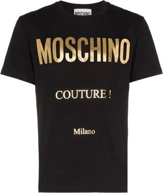 Moschino Homme, Tops, Noir, Taille: XL Couture Logo Graphic Tee