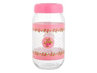 hOme Home Dekoro Vorratsdose mit Deckel aus Kunststoff, Glas, Rosa, 1 l, Medium