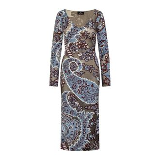 Etro Kleid aus T&uuml;ll und Jacquard-Samt - - Dresses - Damen - Mehrfarbig - XS