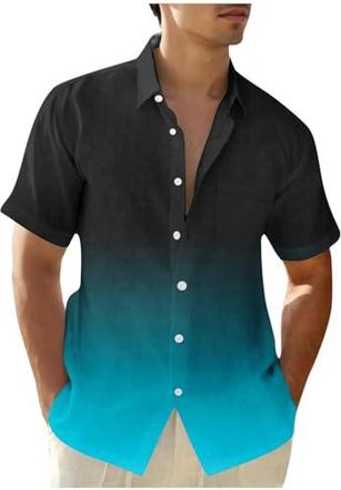Generic Chemise &agrave; manches courtes pour homme, style d&eacute;contract&eacute;, classique, col rabattable, &eacute;l&eacute;gant, extensible, l&eacute;ger et confortable, chemise boutonn&eacute;e pour 