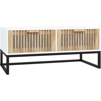 vidaXL Table basse blanc 80x40x35 cm Bois ding&eacute;nierie et fer Vidaxl