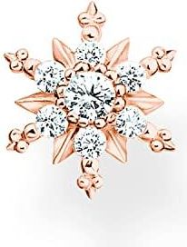 Thomas Sabo Boucles doreilles en forme de flocon de neige avec pierres blanches, taille unique, Argent sterling, Pas de gemme