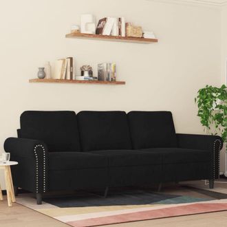 vidaXL Vidaxl - Canap&eacute; &agrave; 3 places Noir 180 cm Velours