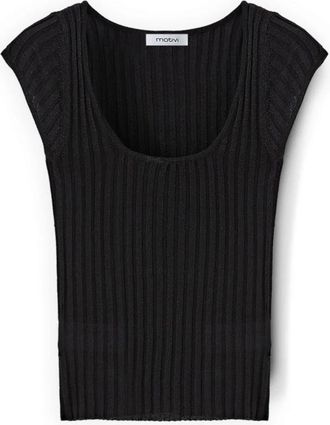 Motivi Femme, Pulls, Noir, Taille: 40 FR Maille lurex c&ocirc;tel&eacute;e ajust&eacute;e