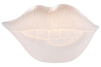 Gilde Porzellan Tischlampe Mund - Lampe Standlampe - Deko Wohnzimmer - Geschenk Geburtstag Valentinstag - Farbe: weiss - Breite 29,5 cm