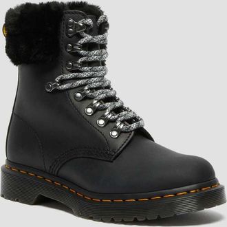 Dr. Martens 1460 Stiefeletten Mit Kunstpelzfutter Und Serena-kragen, Leder in Schwarz, Größe: 36