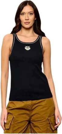 Pinko Pinko, Femme, Tops, Noir, Taille: 38 FR Bitetto Tank