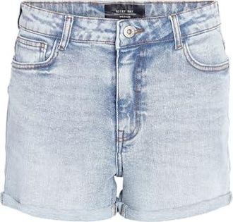 Noisy May Shorts en Jean pour Femme, Taille Haute, Style Bermuda, Shorts en Denim Courts., Couleurs:Bleu-Clair, Taille:XS