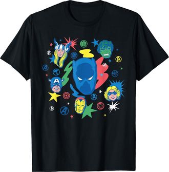 MARVEL Super Heroes Avengers Black Panther Big Face Retro T-Shirt