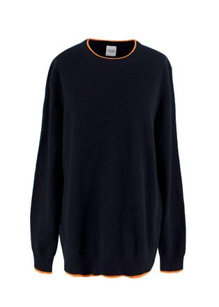 Madeleine Thompson Navy & Orange Cashmere Joshua Jumper Size S