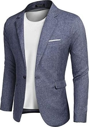 Coofandy Vestes de sport pour hommes, blazer de sport, veste de costume moderne pour affaires, mariage, bleu, M