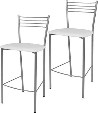 Tommychairs Tommychairs - Set 2 tabourets elena pour cuisine, bar et salle à manger, robuste structure en acier peindré en couleur aluminium et assise rembourrée