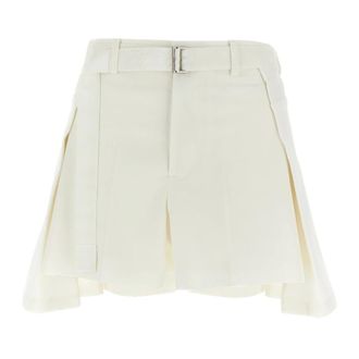 sacai Shorts avec empi&egrave;cement en laine - Femme - Shorts - Blanc - Taille: 40 FR