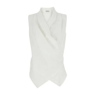 Brunello Cucinelli Femme, Vestes, Blanc, Taille: 40 FR Gilet en twill fluide avec Monili