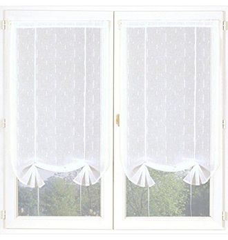 HOME MAISON Paar Jalousien anhebbar, aus Etamin, Polyester, Weiß, 200 x 90 cm