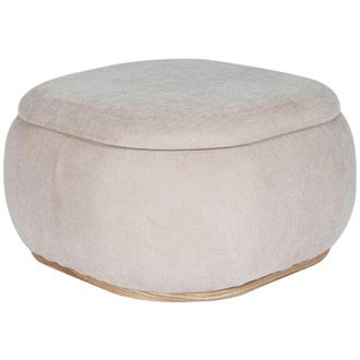 Vente-Unique Vente-unique - Pouf coffre de rangement en tissu texturé beige tinetia