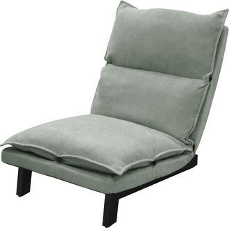 ML Design ML-Design Bodenstuhl Grau-Grün, Bodensessel gepolstert, verstellbare Rückenlehne, Leinen, Stahlgestell, Loungesessel Sitzkissen Bodensofa Bodensitz Bo