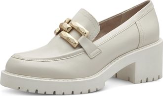 Marco Tozzi Damen Loafer mit Absatz Elegant Vegan, Beige (Cream), 39 EU