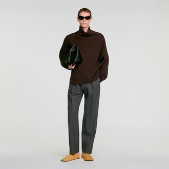 Sandro Gerippter Woll-Kaschmir-Pullover