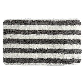 MSV Tapis de Bain Microfibre SEAUVILLE 50x80cm Blanc & Gris
