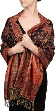achillea &Eacute;charpe pashmina pour femme, noir/rouge, 28W x 76L