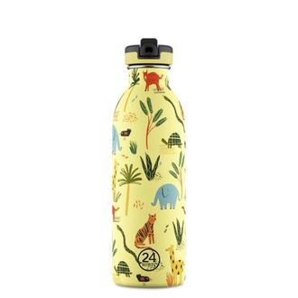 24 Bottles 24BOTTLES Jungle Friends - Gourde enfant 500 ml, hermétique en acier inoxydable sans BPA, paille scolaire pour primaire et maternelle