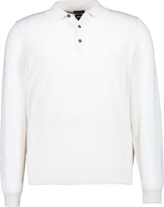 HUGO BOSS Herren Pullover wei&szlig; Schurwolle unifarben