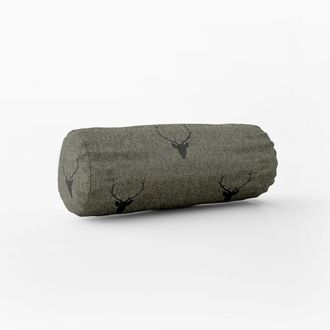 Sch&ouml;ner Leben Kissenh&uuml;lle Jacquard Hirschkopf gr&uuml;n dunkelgr&uuml;n, Gr&ouml;&szlig;e:15x40cm (&Oslash;xB) Nackenrolle