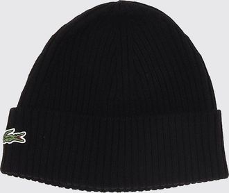Lacoste Beanie aus reiner Wolle mit Umschlag und gesticktem Krokodil-Logo von