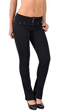 ESRA Jean Femme Bootcut Jeans pour Femmes Pantalon Taille Haute Grandes Tailles B200