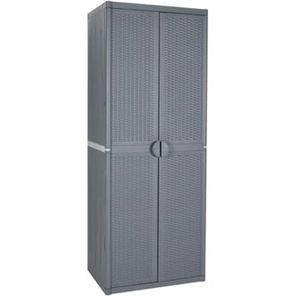 vidaXL Gartenschrank Grau 65x45x172 cm pp Rattan - Vidaxl