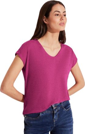 Street One Damen A321475 Materialmix T-Shirt, Magnolia Pink, 36 EU