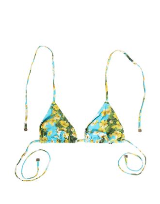 Dolce & Gabbana Floral Print Halter Bikini Top - Blue