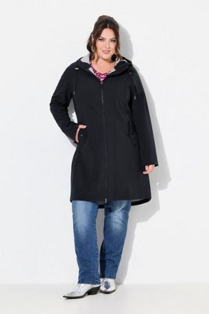 Ulla Popken Softshelljacke HYPRAR Softshell-Longjacke wasserabweisend Kapuze