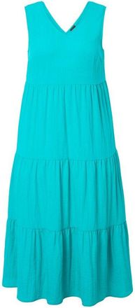 Ulla Popken Maxikleid Stufen-Maxikleid A-Linie V-Ausschnitt &auml;rmellos
