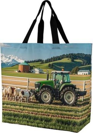 Generic Ferme Laiti&egrave;re Avec Tracteur Sac A Main Femme L&eacute;ger Sacs Grand Sac Cabas Pour Quotidienne Voyage Shopping