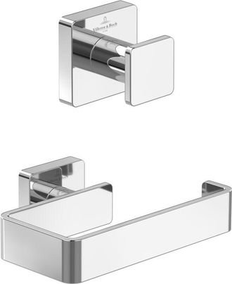 Villeroy & Boch Villeroy&boch - Elements-Striking Badaccessoire-Set (2 in 1 Bundle), Bad Zubeh&ouml;r Set bestehend aus Handtuchhaken und Toilettenpapierhalter ohne