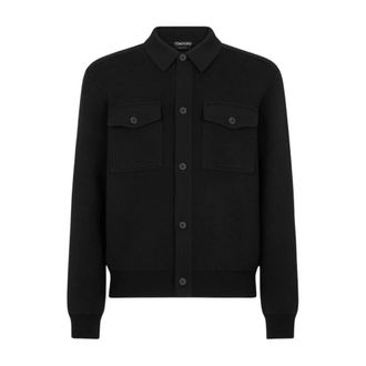 Tom Ford Homme, Pulls, Noir, Taille: XL Double Face Wool Cashmere Cardigan