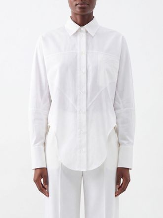 The Attico Chemise en coton &agrave; manches longues avec logo litt&eacute;ral contrastant