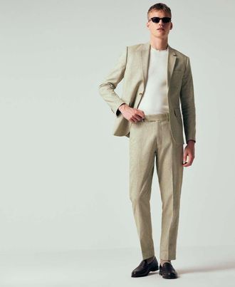 Abercrombie & Fitch Collins - Slim-Fit-Anzughose aus Leinenmix in Gr&uuml;n, Kombiteil