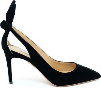 Aquazzura Hohe Schuhe - Black Velvet Bow Tie Pump - Gr. 36,5 (EU) - in Schwarz - für Damen