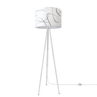 Paco Home Stehlampe Wohnzimmer Lampenschirm Stoff Stehleuchte Leselampe Abstrakt E27 2,5m Textilkabel Mit Stecker Modern, Farbe:Design 3 (&Oslash;45,5 cm), Leuchtenart