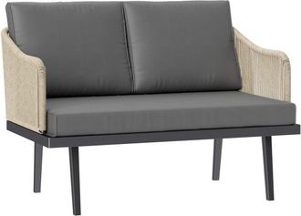 OUTSUNNY Canap&eacute; de jardin 2 places design contemporain - 3 coussins - acier gris r&eacute;sine filaire naturel