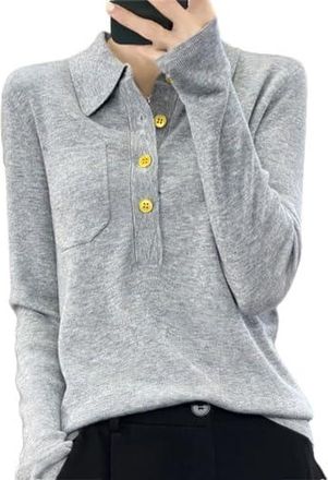 Generic Polo Weater Pull en Laine Tricoté pour Femme Haut Décontracté