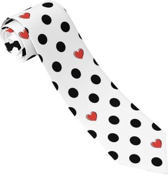 Generic Cravate &agrave; imprim&eacute; classique confortable et douce unisexe pour la Saint-Valentin, la f&ecirc;te des p&egrave;res, un cadeau danniversaire, &agrave; pois avec coeur rouge
