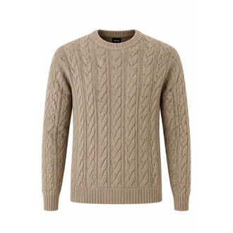 HUGO BOSS Pull &agrave; col rond Furlan - Homme - Pulls - Brun - Taille: XL