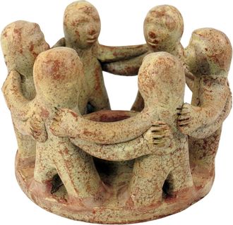 Guru Shop Teelichthalter Kerzenst&auml;nder Freundeskreis 6 Personen, Braun, 13x18x18 cm